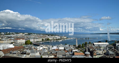 Geyser and lake view in Geneva Stock Photo - Alamy