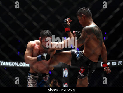 Yangon, Myanmar. 29th June, 2018. Mixed Martial Arts (MMA) fighter Aung ...