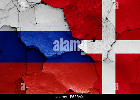 Denmark and Russia, symbol of country. Danish vs Russian national flags ...