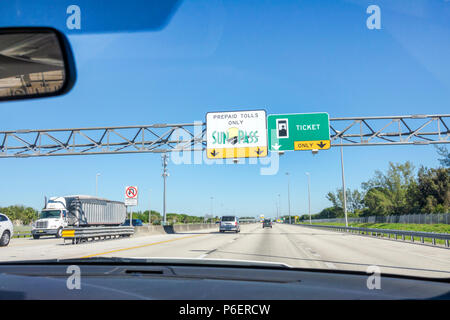 Fort Ft. Lauderdale Florida,Florida's Turnpike toll road plaza,SunPass ...