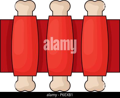 pork ribs icon over white background, line and fill style, vector ...