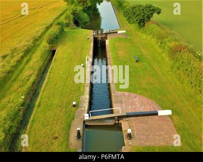 Aerial photo of England canals network crossing countryside in west ...