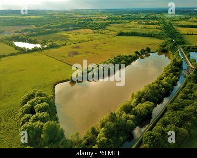 Aerial photo of England canals network crossing countryside in west ...
