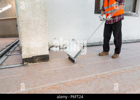 Waterproofing and thermal insulation of a terrace - roof. A Stock Photo ...