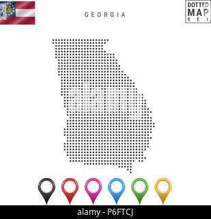 Georgia US state dot pixel map in the colors of the American flag. Flat ...