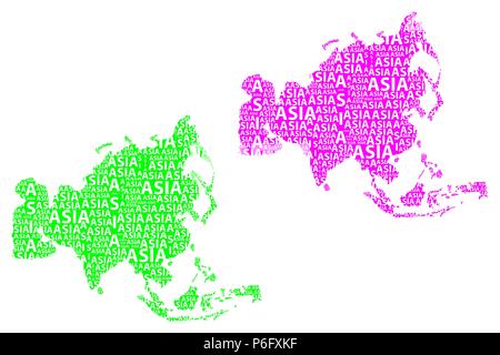 Sketch Asia letter text continent, Asia word - in the shape of the ...
