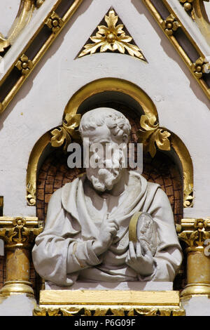 Saint Luke statue on the altar of the Holy Three Kings in the parish ...