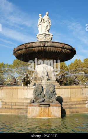 France, Aix-en-Provence, October 31st, 2023. Fontaine de la Rotonde ...