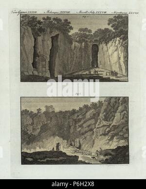 Grotto of Pausilippe near Naples 1, and the Grotta del Cane (Dogs Cave ...