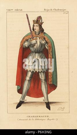 Charlemagne, King of France, Caroligian Emperor, 742-814. He wears an ...