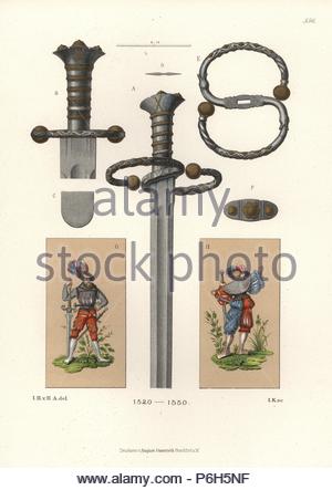 A German two-handed sword, middle of the 16th century Double-edged ...