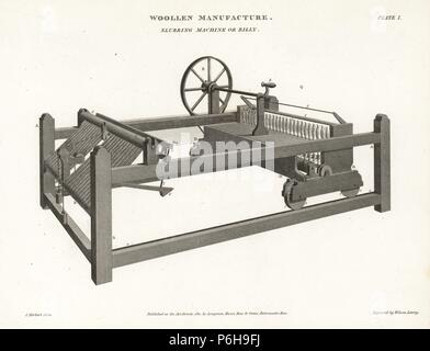 Slubbing machine or billy, used to twist carded wool, 19th century ...