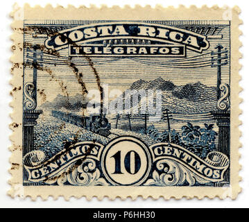 1907 10c telegraph stamp of Costa Rica Stock Photo - Alamy