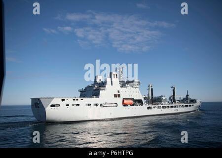 The Royal Norwegian Navy replenishment tanker HNoMS Maud (A530) making ...