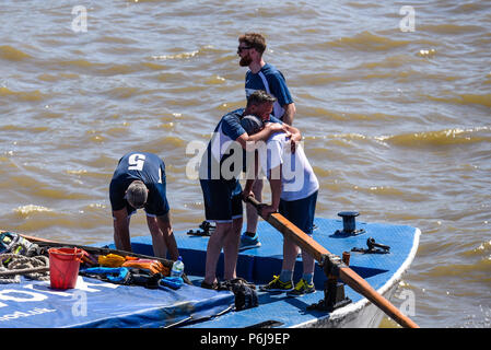 Thames Historic Barge Race. Rowers row large 30 ton barges from ...