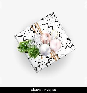 Christmas gift box top view realistic illustration Stock Vector Image ...