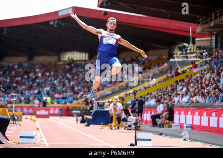 Jacob Fincham-Dukes in action during the Men's Long Jump on day two of ...