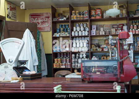 a war time grocery shop at the " britain in blitz " museum at flambards ...