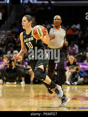 Los Angeles Sparks' Kelsey Plum, right, poses with her jersey with ...