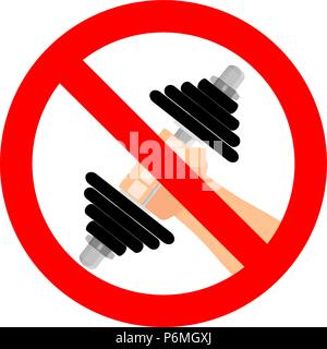 Exercise forbidden symbol. Warning training with barbell, no ...