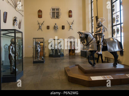 Hall with medieval armour, full plate armour from southern Germany ...