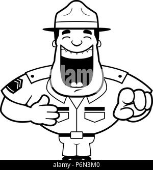 A cartoon illustration of a drill sergeant laughing and pointing Stock ...