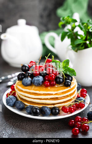 Stack of pancakes with fresh berries Stock Photo - Alamy