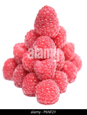 The pyramid of ripe raspberry over white background Stock Photo - Alamy