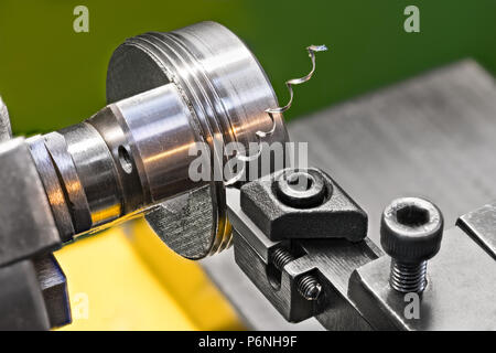 Metal shaving on lathe machine Stock Photo - Alamy