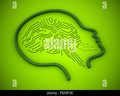 PCB brain inside female head icon. 3D illustration Stock Photo - Alamy