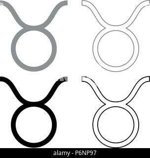 Taurus symbol icon black color in round circle outline vector I Stock ...