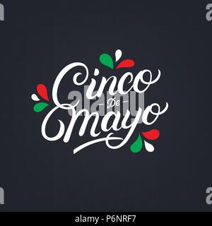 Cinco de Mayo hand written lettering quote with sombrero. Modern brush ...