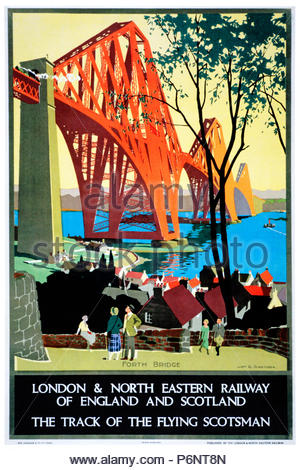 Vintage 1930s Flying Scotsman Rail Train Poster LMS LNER By Night Train ...