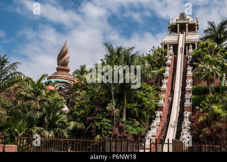 The " Tower of Power " water slide at Siam Park on the Costa Adeje in ...