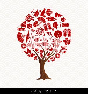 icon set of asia culture concept over colorful squares and white ...