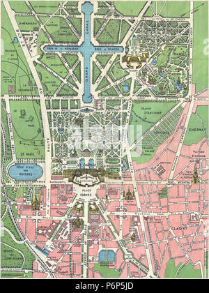 1920s Leconte Map of Paris w-Monuments and Map of Versailles ...