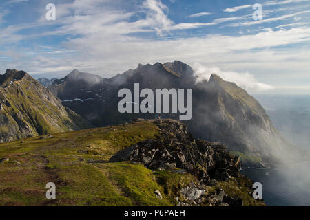 Scene from the summit of Ryten, Nordland, Norway Stock Photo - Alamy