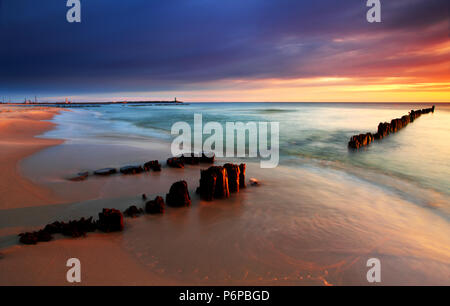 Baltic sea at beautiful sunrise in Latvia beach Stock Photo - Alamy