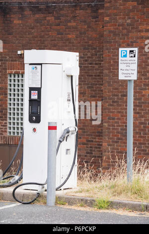 EV electric vehicle charging points in the car park at Nolton Haven beach in the Pembrokeshire ...