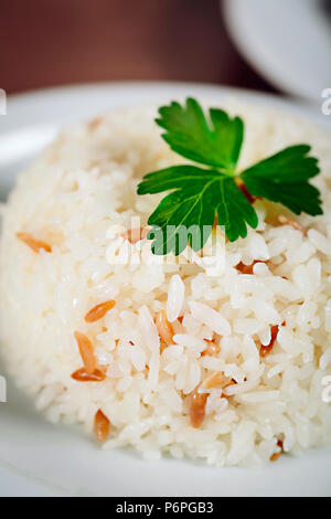 Traditional Turkish Rice Pilav. Plain Pilaf Portion Served. Organic ...
