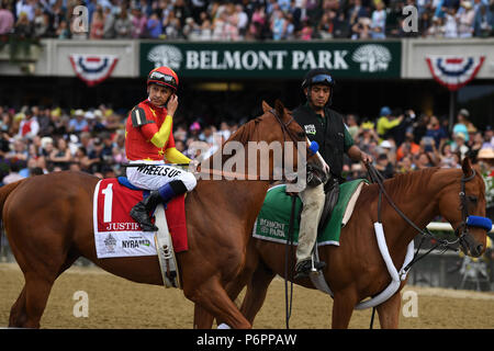 Mike Smith and Justify parade around the grandstand before winning the ...
