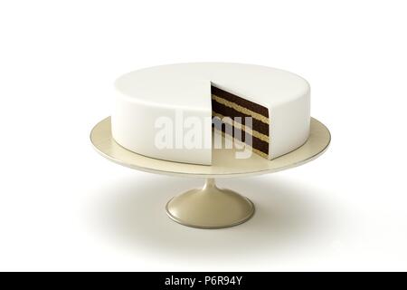 basic wedding cake on plate isolated white background Stock Photo - Alamy