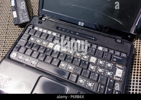 Smashed computer keyboard Stock Photo - Alamy