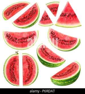 Fresh cut watermelon set, on blue textured summer background Stock ...