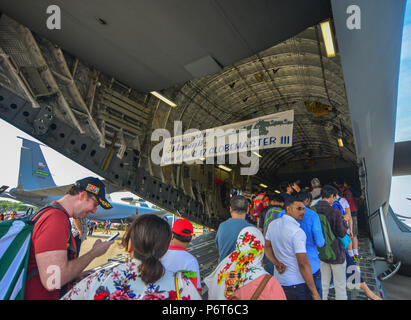 Interior of the Boeing C-17 Globemaster III large military transport ...