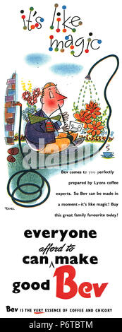 1952 British advertisement for Lyons Bev chicory and coffee drink Stock ...