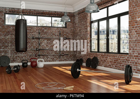 Workout Room with different Weight Lifting Equipment dumbbell, barbell ...