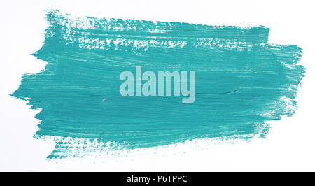 Turquoise brush stroke isolated over white background Stock Photo - Alamy