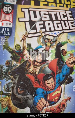Justice League superhero comic books Stock Photo - Alamy