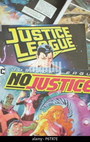 Justice League superhero comic books Stock Photo - Alamy